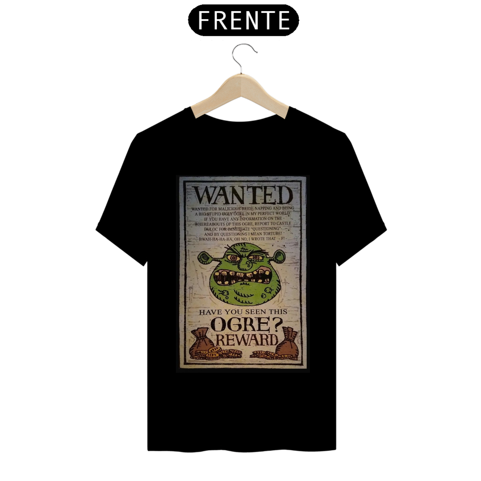 T-Shirt Quality Camiseta Shrek Wanted Ogre em