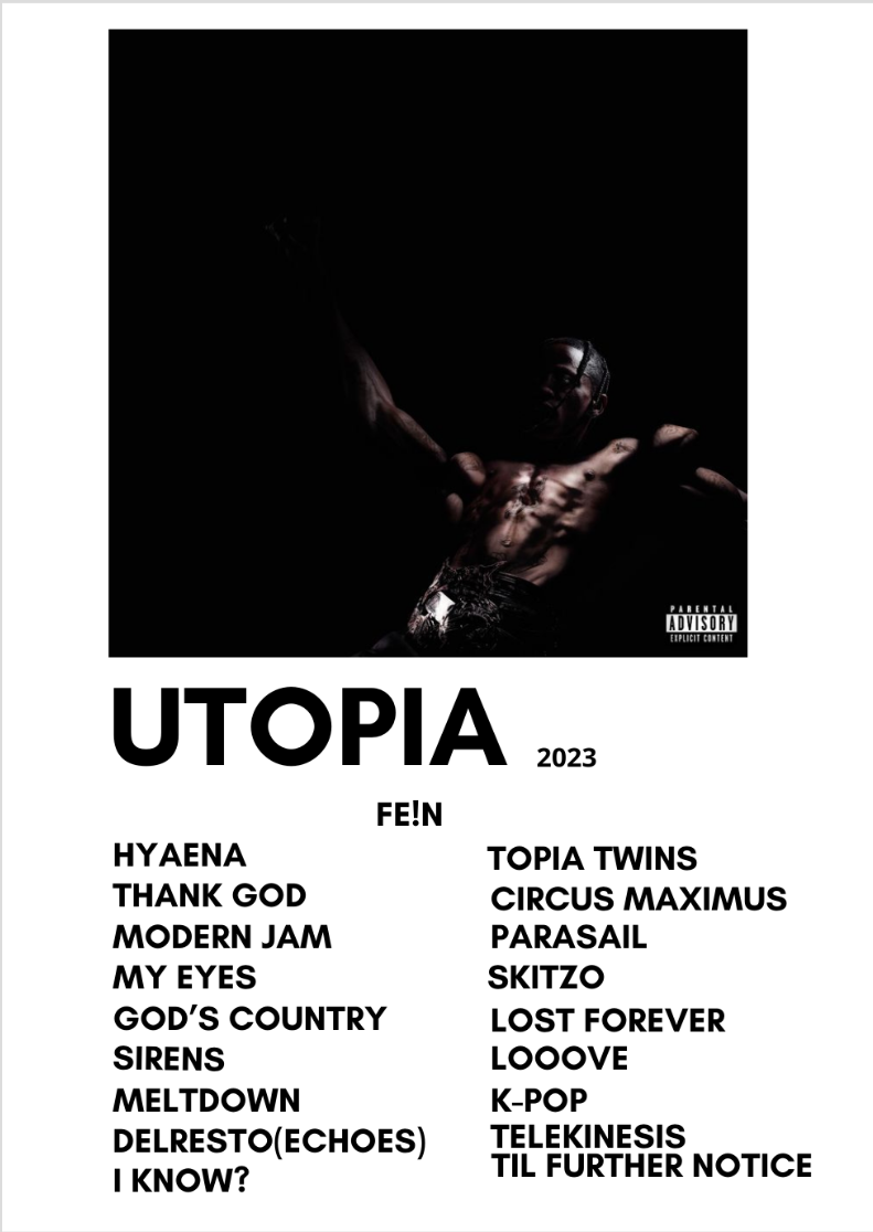 Poster Retrato Quadro Álbum "UTOPIA" do Músico Travis scott em