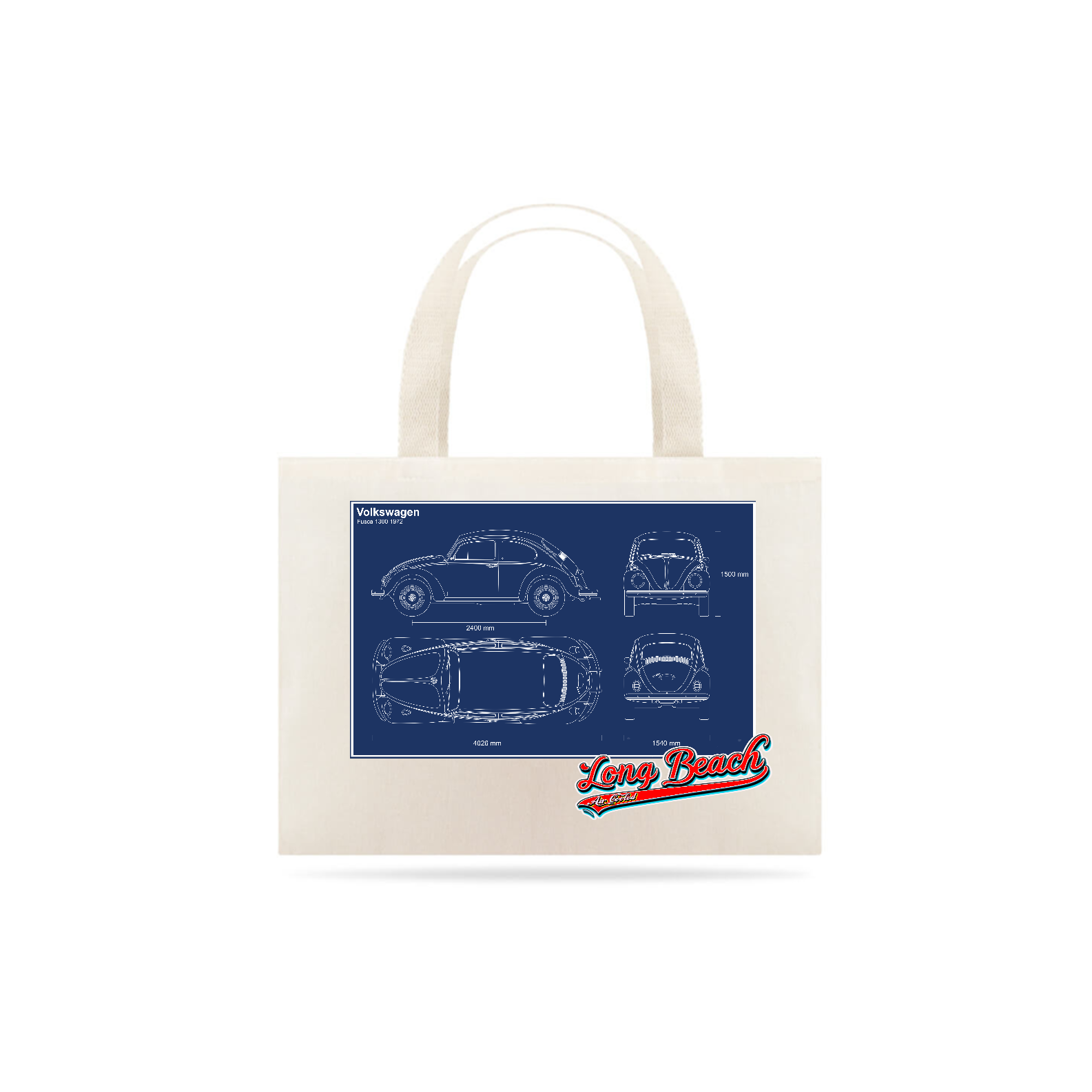 ECO BAG GRANDE Ecobag Long Beach Formas Fusca R$35,50 em Long Beach Aircooled
