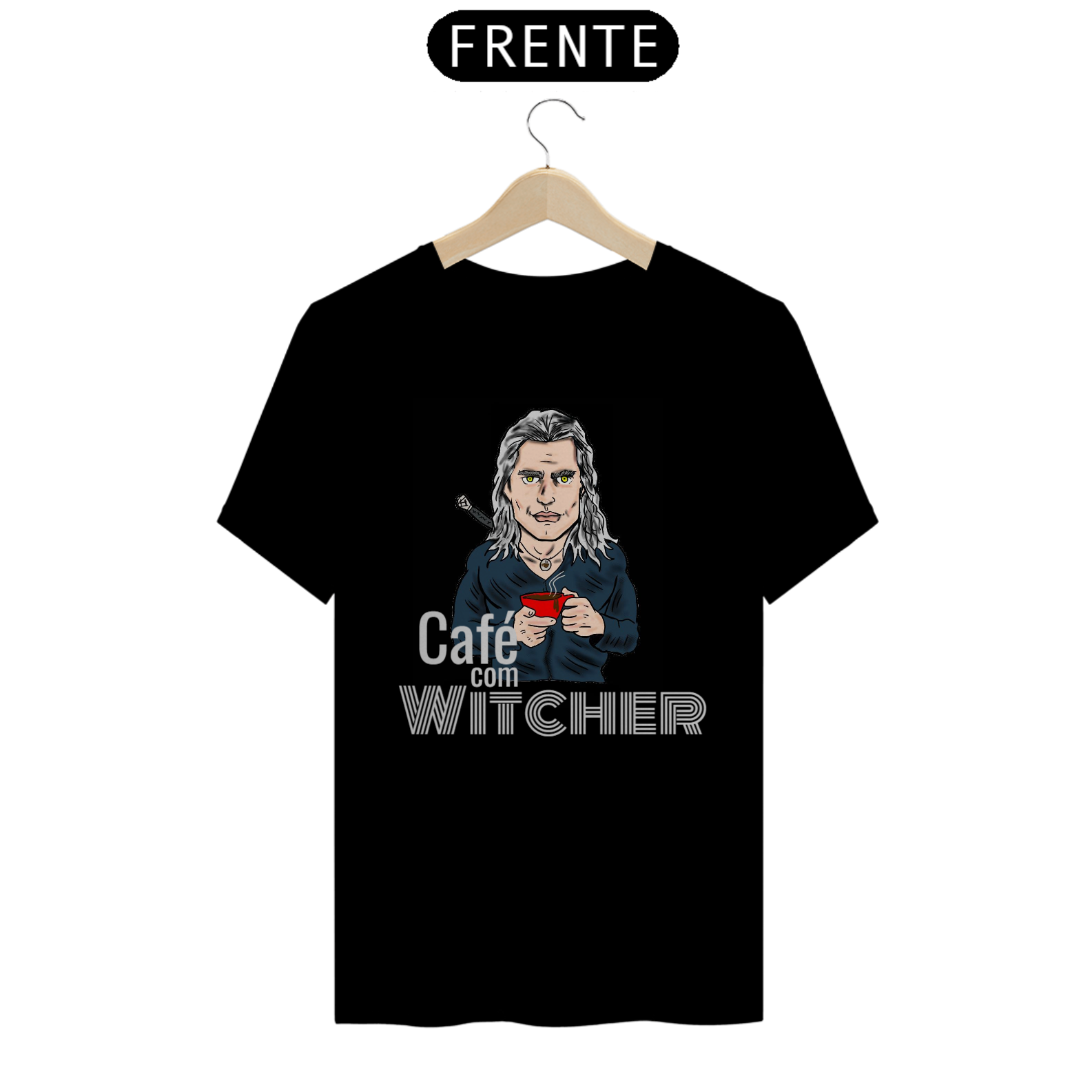 T-Shirt Quality Café com Witcher em Café Contigo