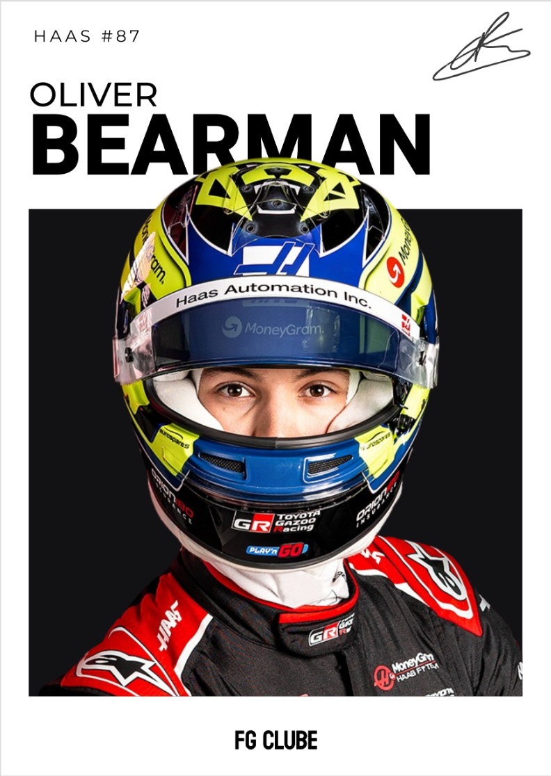 Poster Retrato Poster Oliver Bearman em FG Clube
