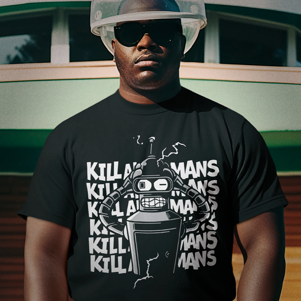 T-Shirt Quality Camiseta Bender Kill All Humans Futurama em